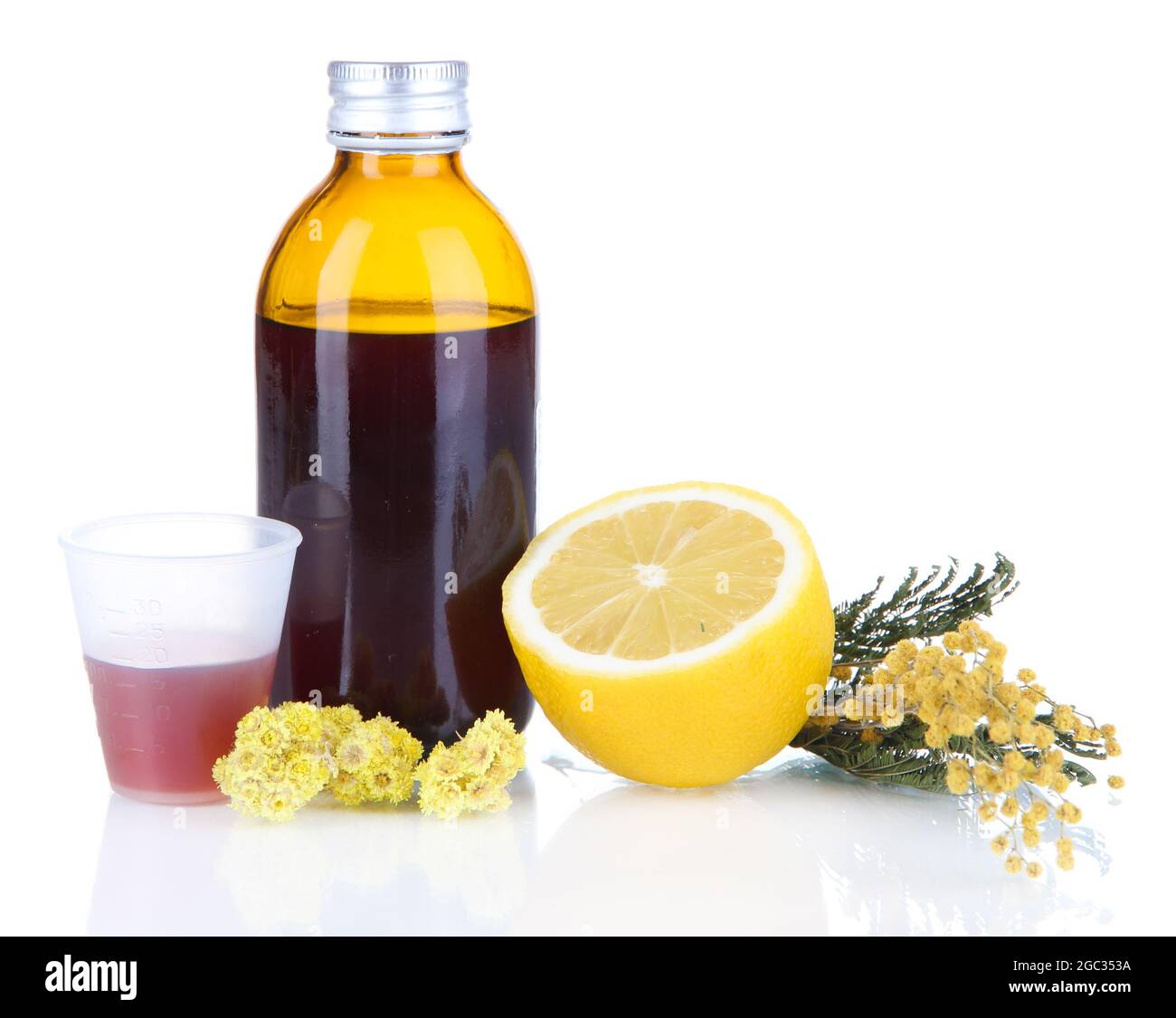 Cough syrup isolated on white Stock Photo - Alamy