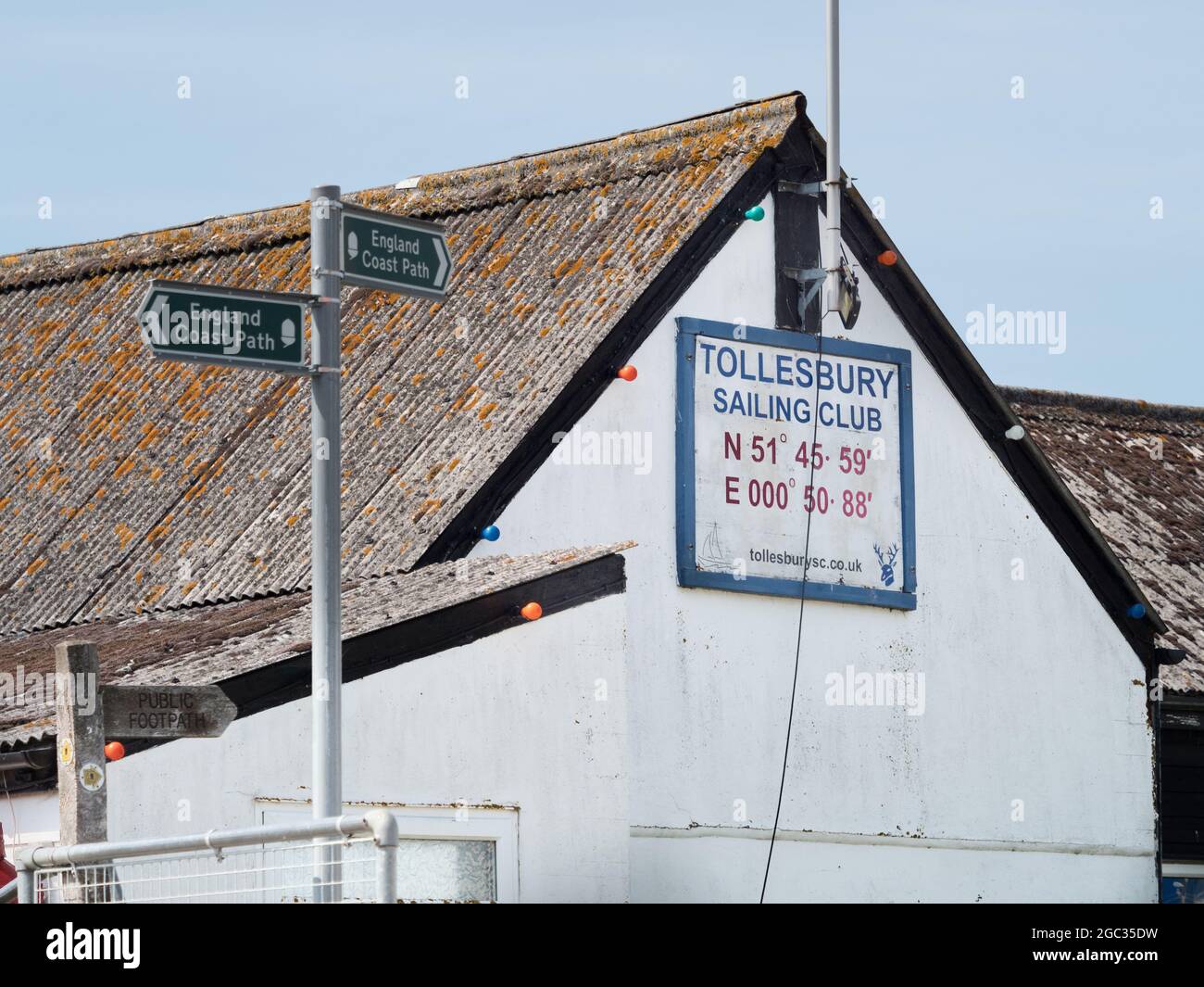 Tollesbury Sailing Club sign on side of building.England Coast Path ...