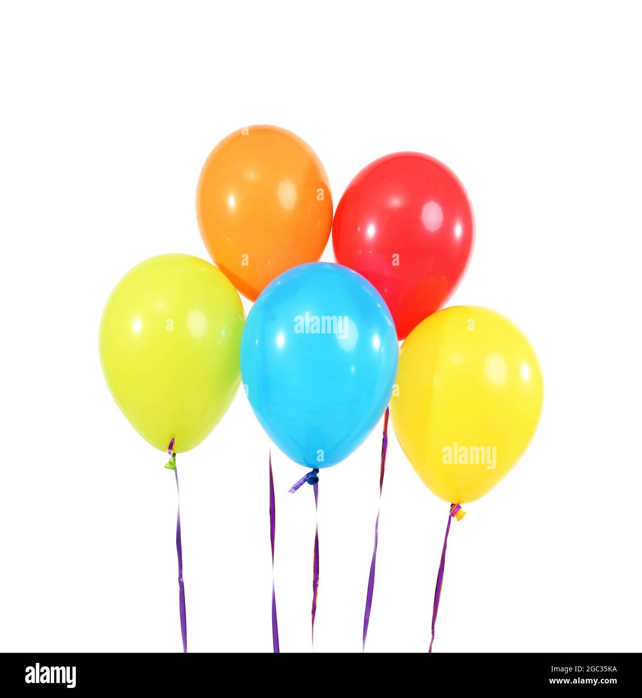 Five bright balloons on light background Stock Photo - Alamy