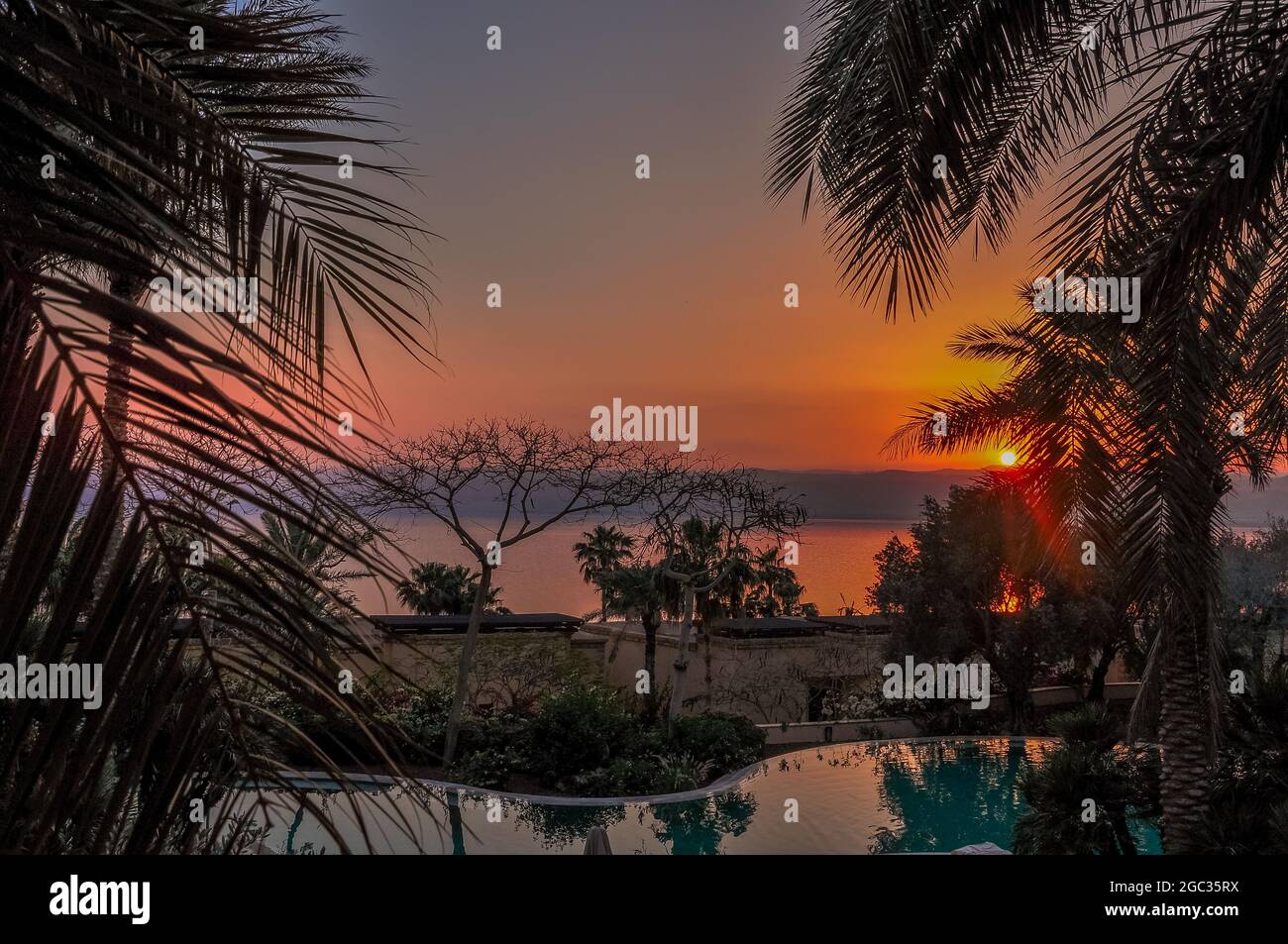 sunset at the Dead sea beach Stock Photo - Alamy