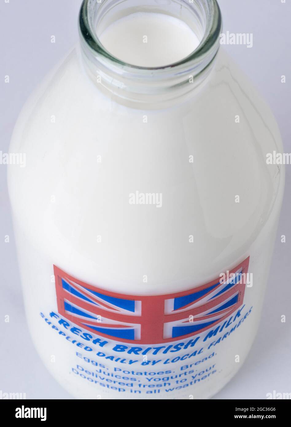 Traditional British glass milk bottle with union jack flag design Stock ...