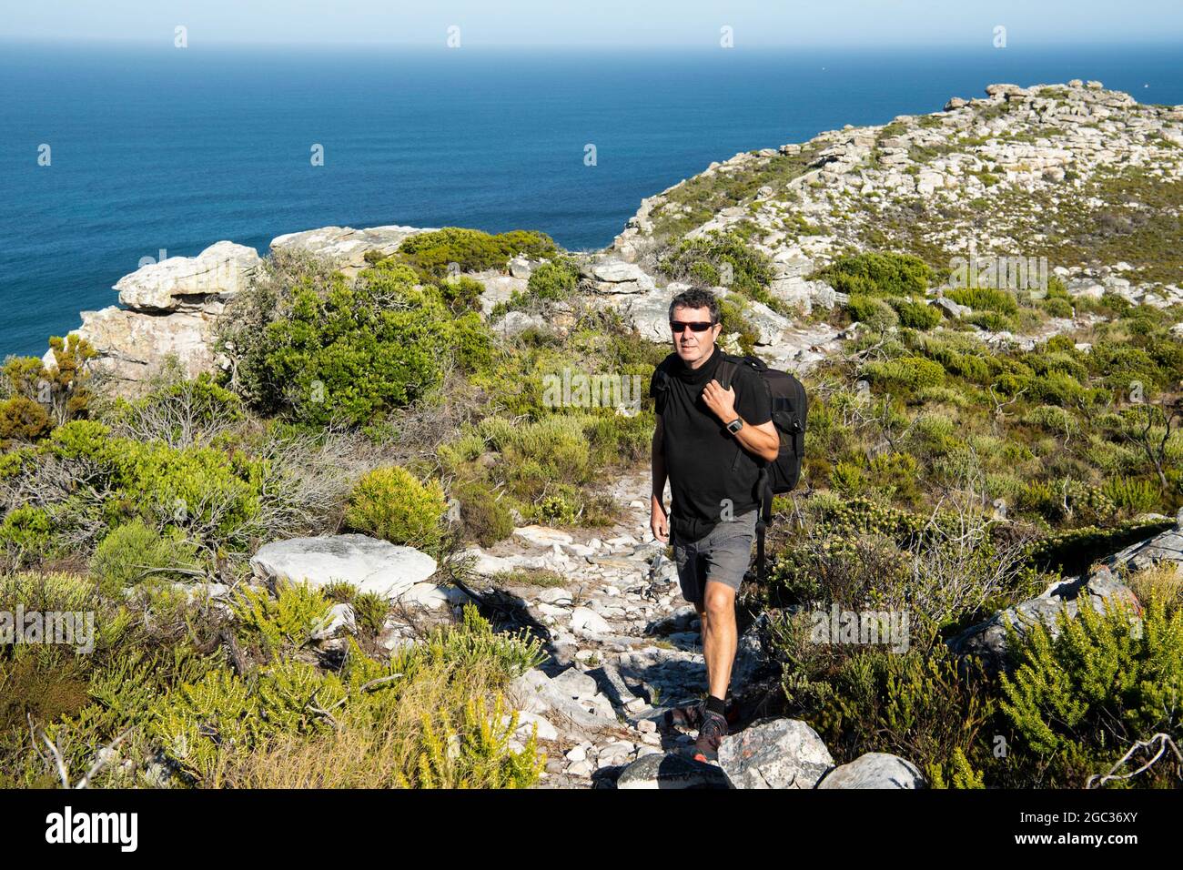 Hiker, Cape of Good Hope Nature Reserve, Cape Peninsula, South Africa ...