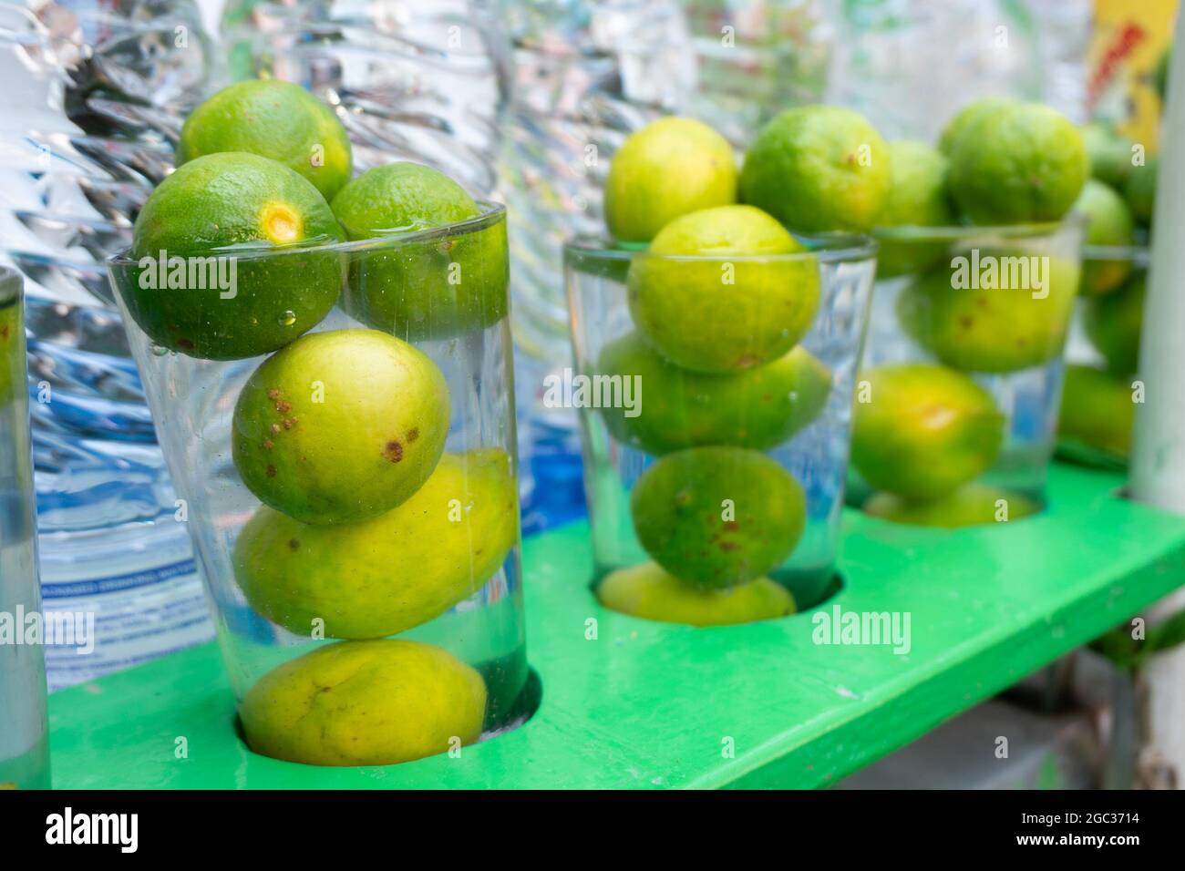 Fresh lemon water on display for sale , at street of Kalighat, Kolkata ...