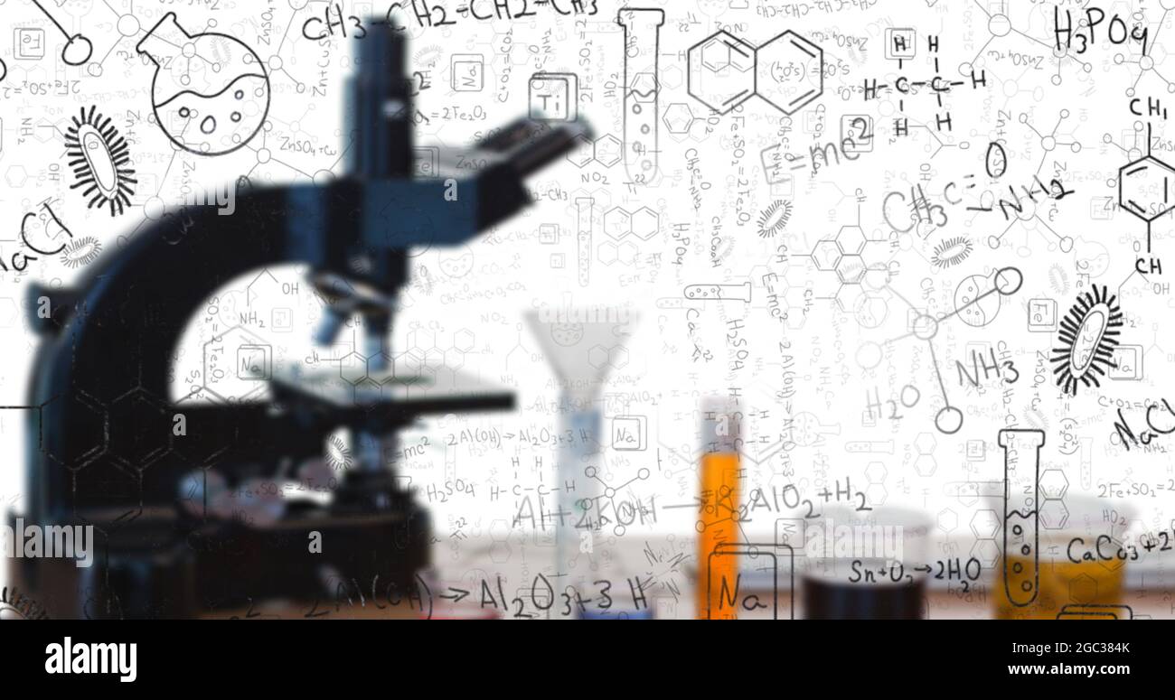 Digital composition of chemicals equations and structures floating ...