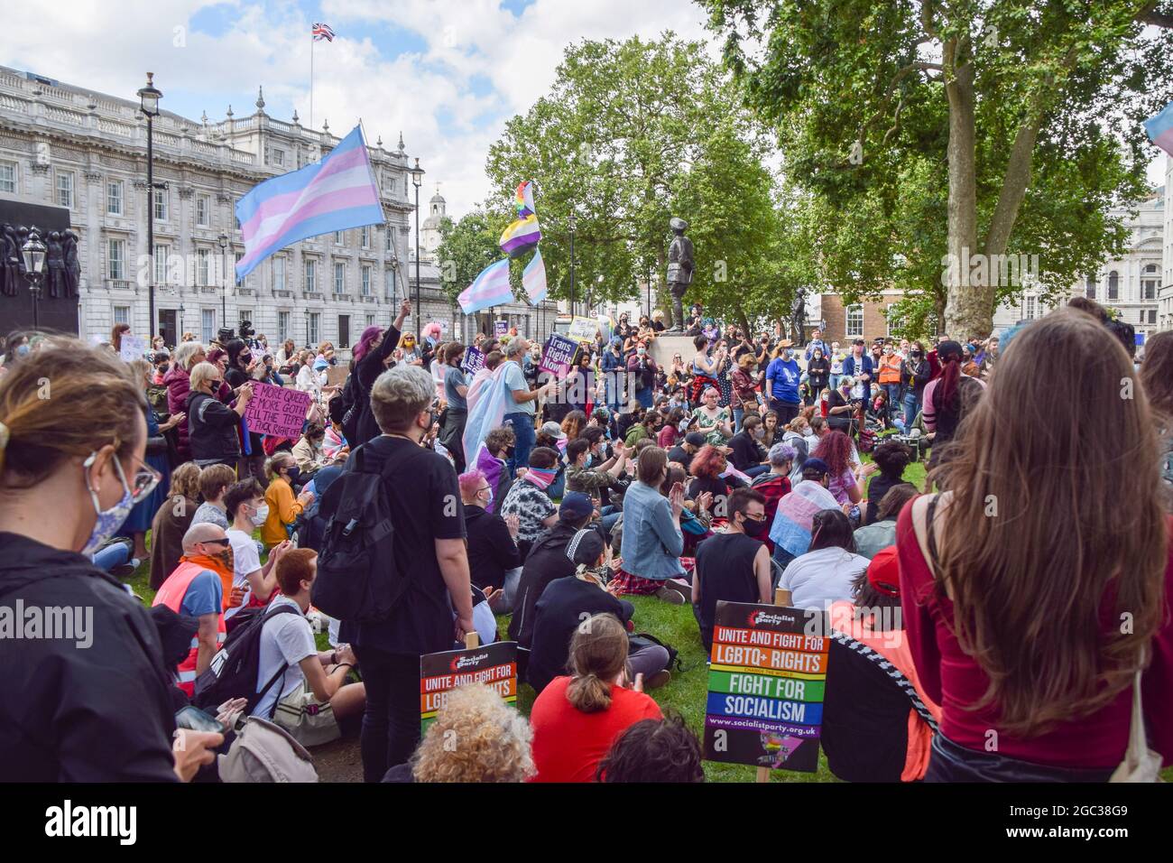 London, United Kingdom. 6th Aug, 2021. Protesters gathered outside ...