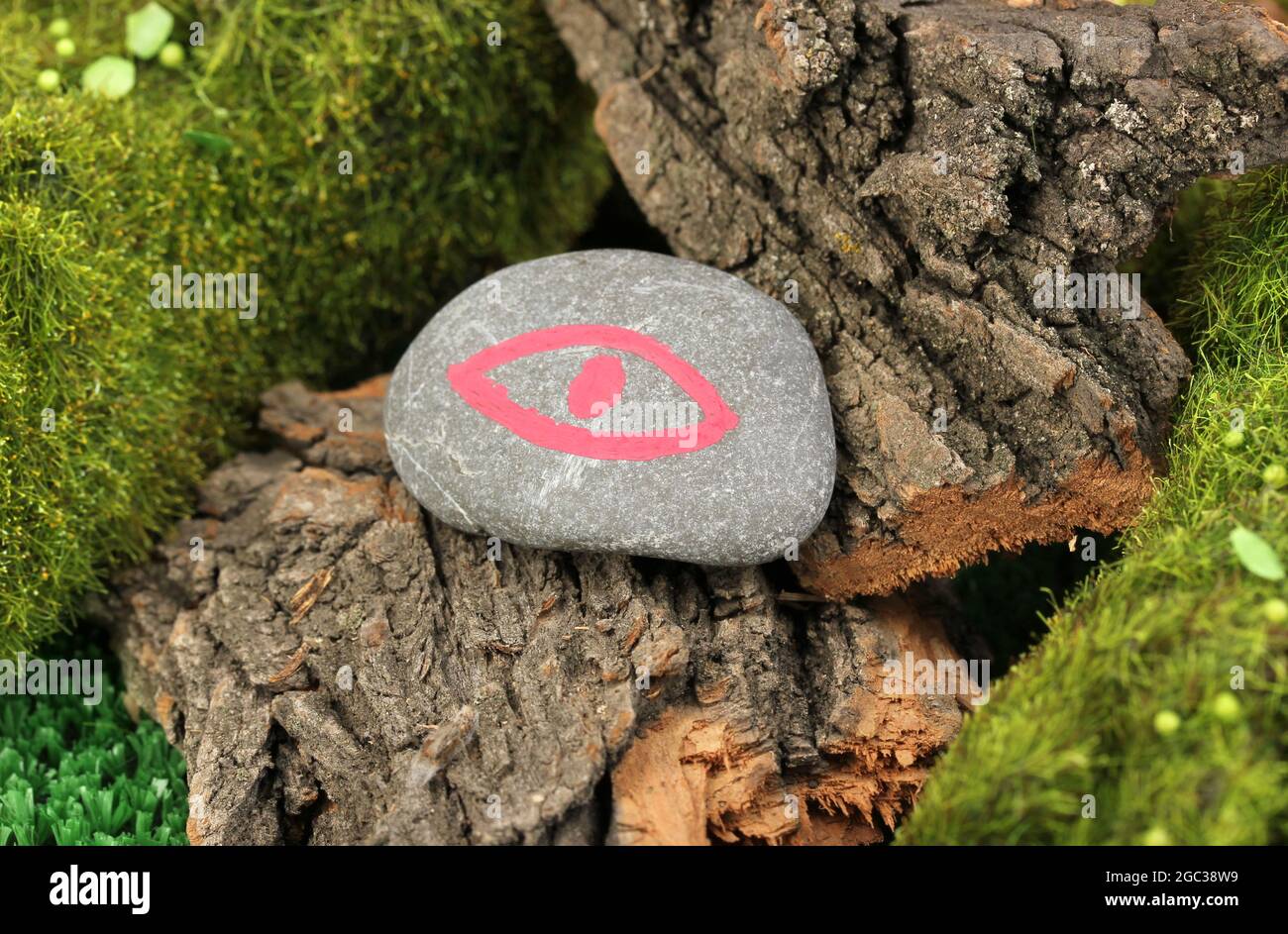 Fortune telling with symbols on stone close up Stock Photo - Alamy
