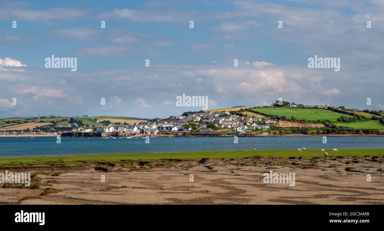Appledore village in North Devon on a sunny August day, viewed from Northam Burrows Stock Photo ...