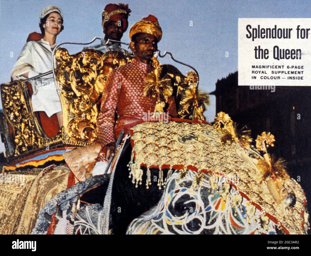 Queen Elizabeth II on a foreign visit to to Jaipur India - elephant ...