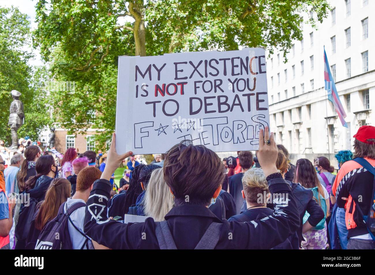 London, United Kingdom. 6th Aug, 2021. Protesters gathered outside ...