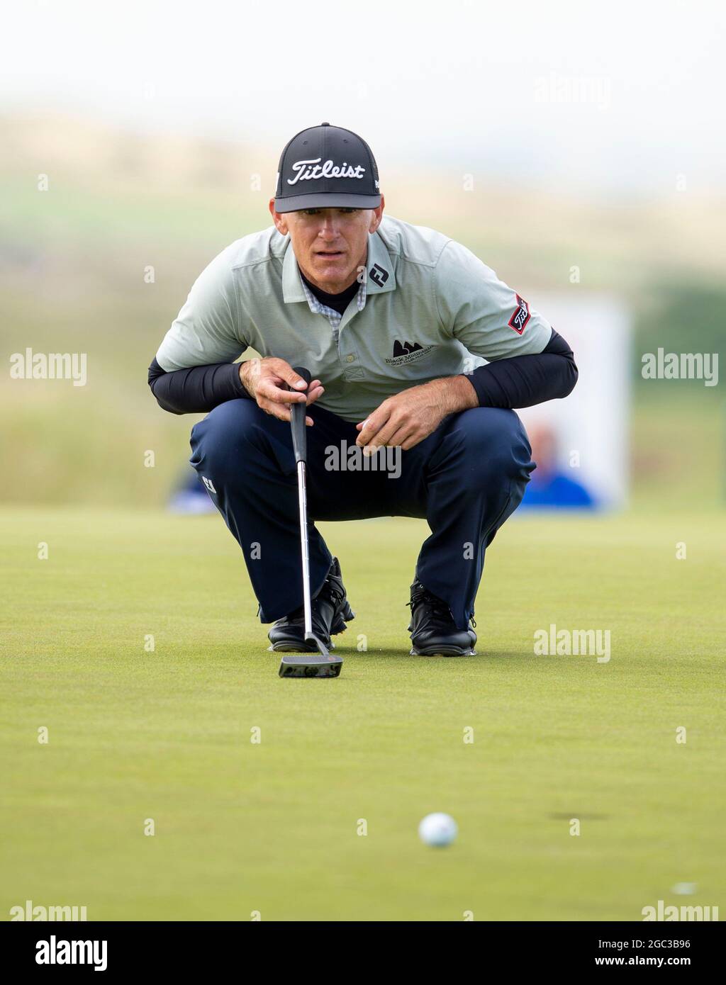 USA's Berry Henson lines up his putt on the 9th green during day two of ...