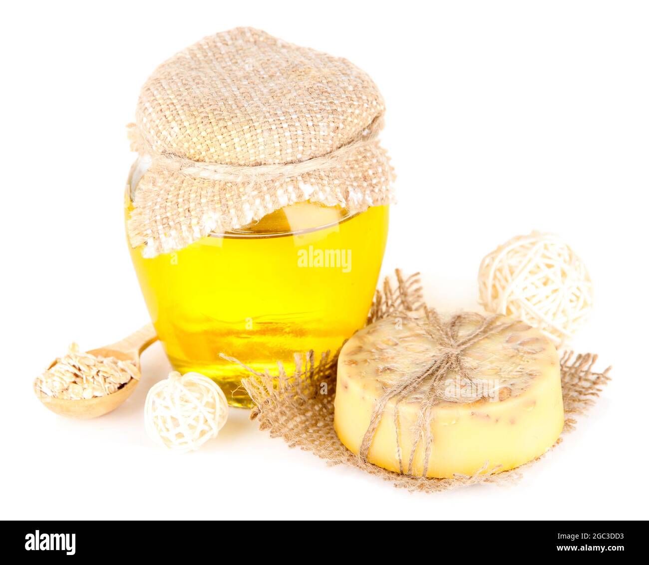 Hand made soap and ingredients for soap making, isolated on white Stock ...