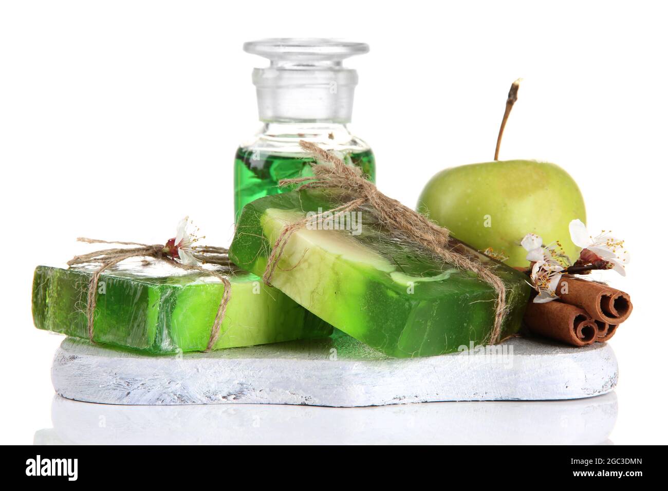 Hand made soap and ingredients for soap making, isolated on white Stock ...