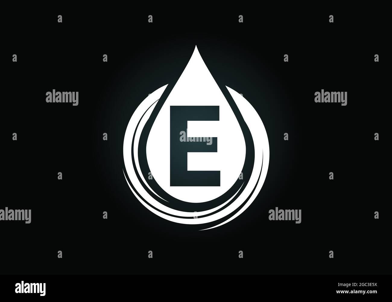 Initial E monogram alphabet with water drop in a spiral. Waterdrop logo ...
