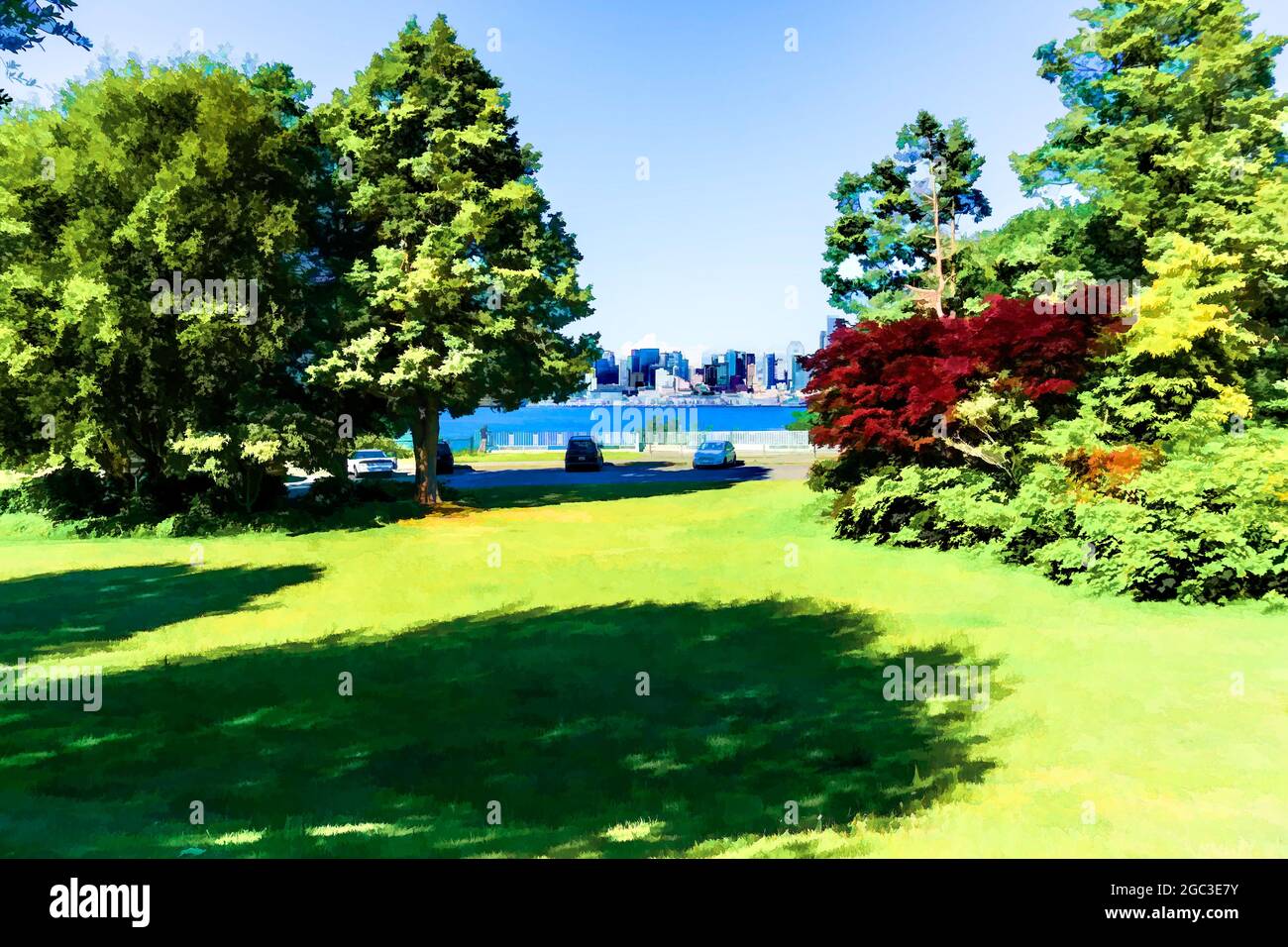 A veiw of the Seattle skyline from viewpoint Park in West Seattle ...