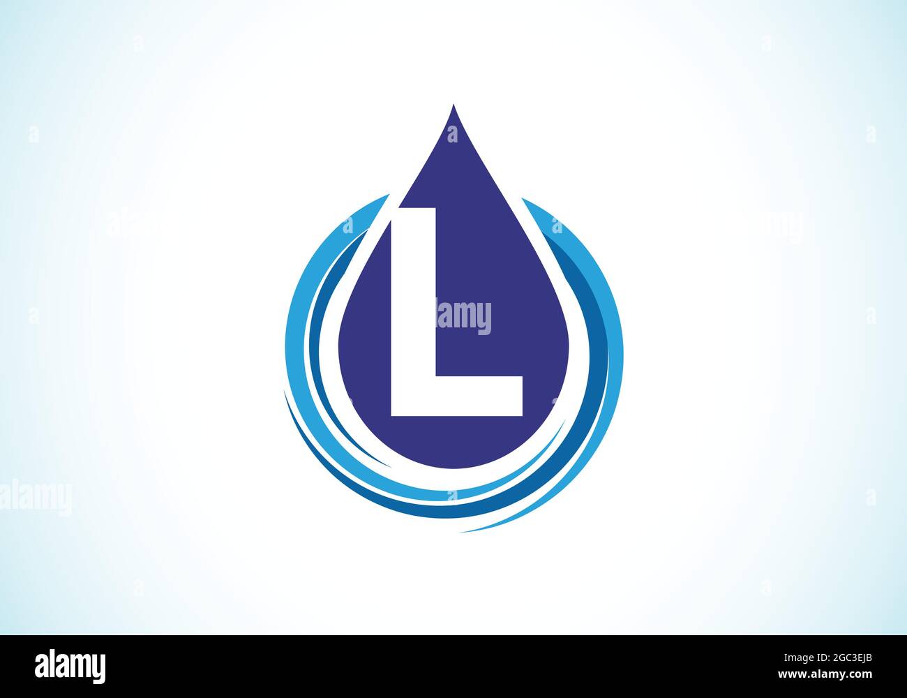 Initial L monogram alphabet with water drop in a spiral. Waterdrop logo ...