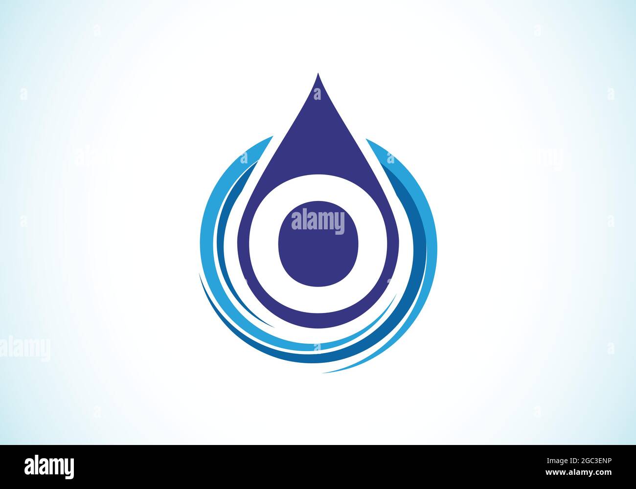 Initial O monogram alphabet with water drop in a spiral. Waterdrop logo ...