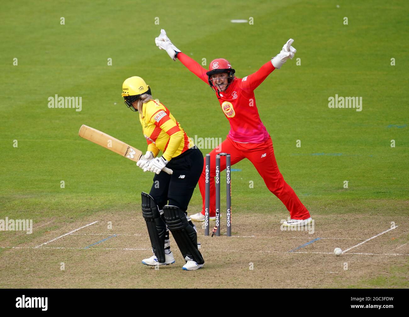 Welsh Fire's Sarah Taylor (right) celebrates the wicket of Trent ...