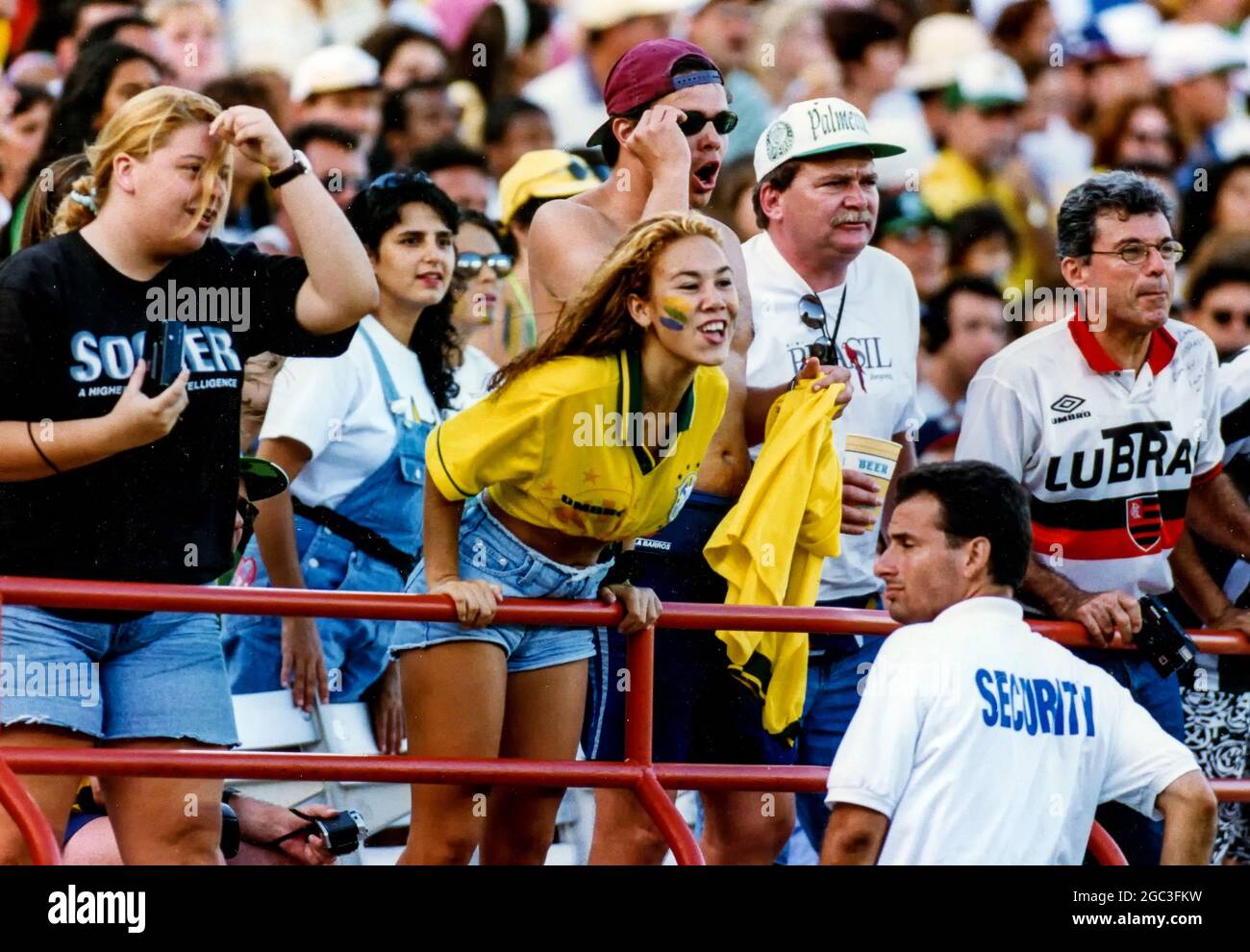 Brazilian soccer fan at a 1998 match Stock Photo - Alamy