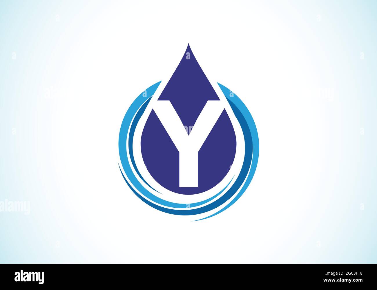 Initial Y monogram alphabet with water drop in a spiral. Waterdrop logo ...