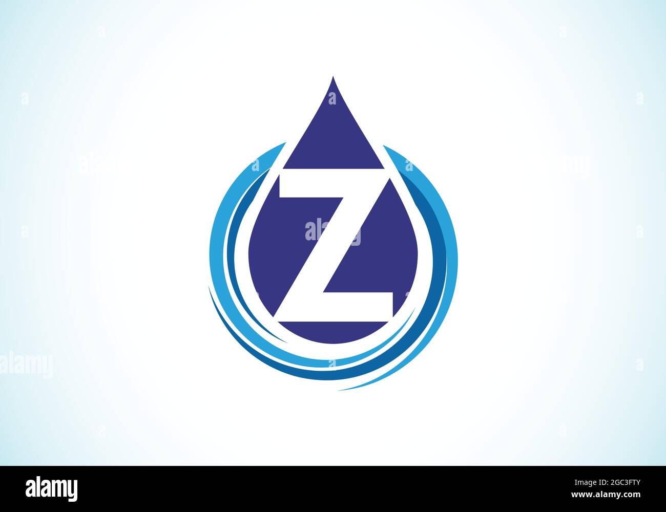 Initial Z monogram alphabet with water drop in a spiral. Waterdrop logo ...