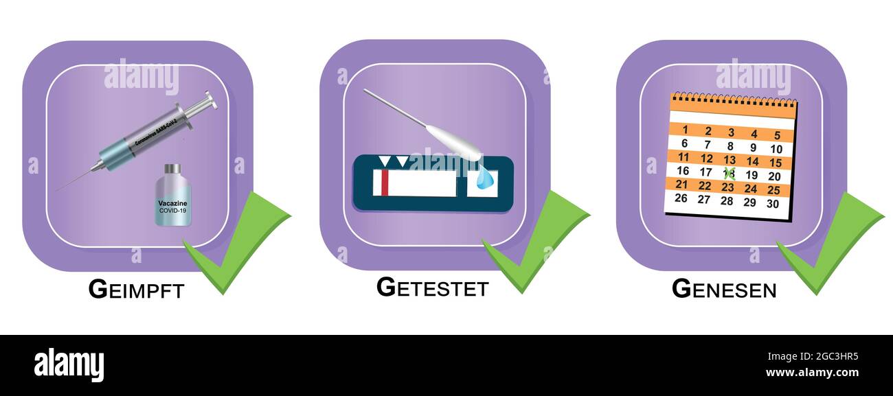 3-G rule according to the Corona Protection Ordinance. vector Stock ...