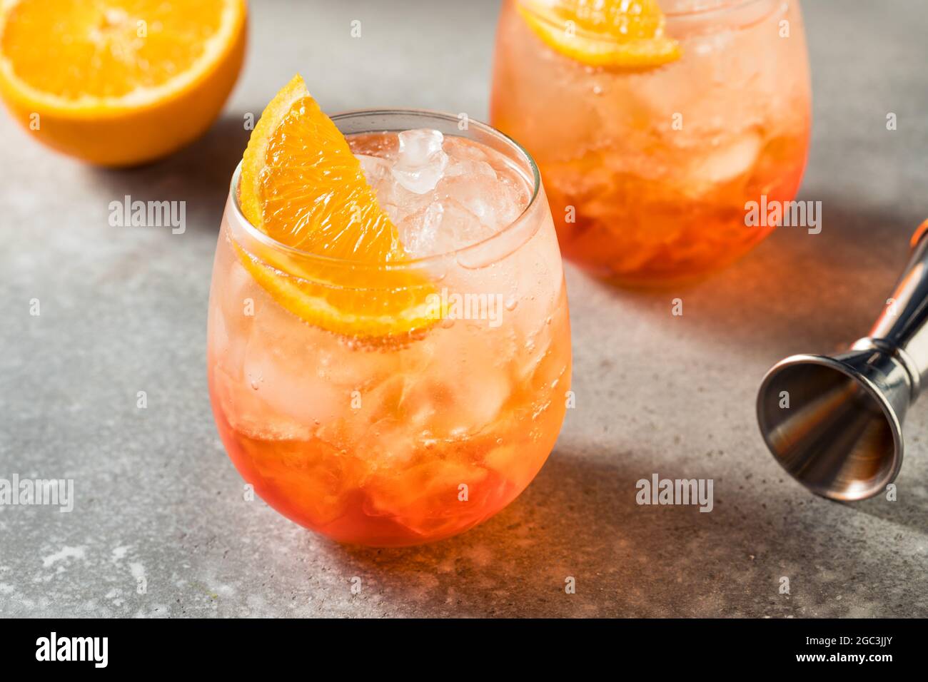 Refreshing Boozy Italian Aperol Spritz Cocktail with Oranges Stock ...