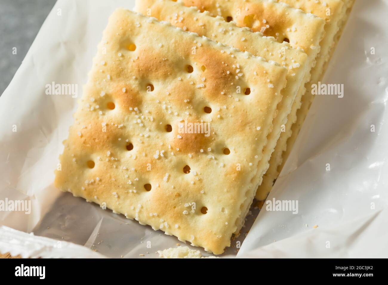 Healthy Homemade Saltine Soda Crackers Ready to Eat Stock Photo - Alamy