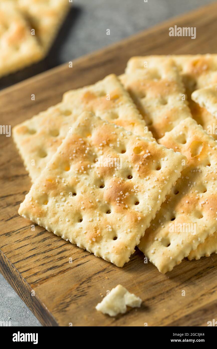 Healthy Homemade Saltine Soda Crackers Ready to Eat Stock Photo - Alamy