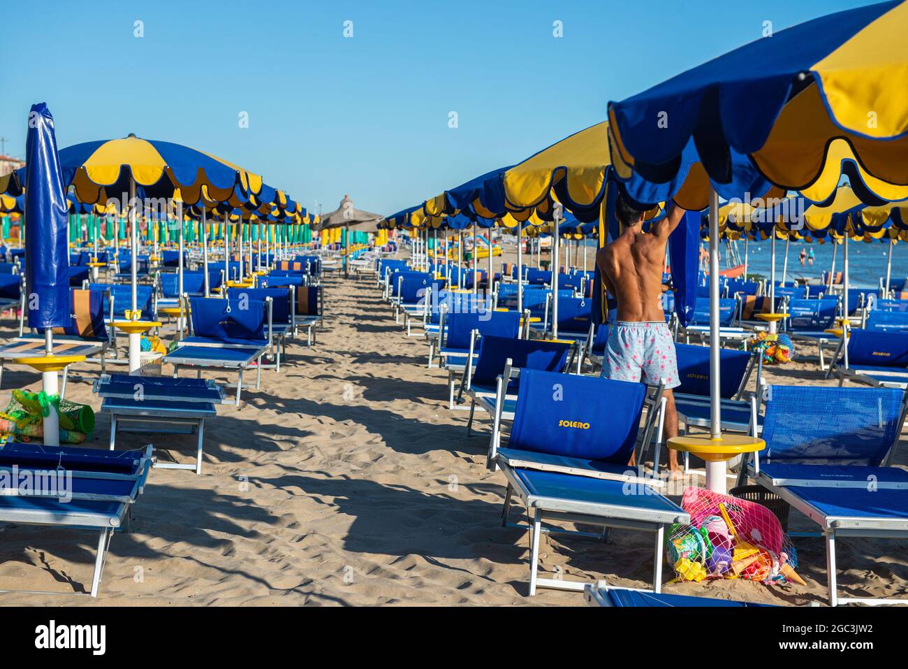 Ancona, Italy 09/07/2021: beach resort, waterfront of Palombina ...
