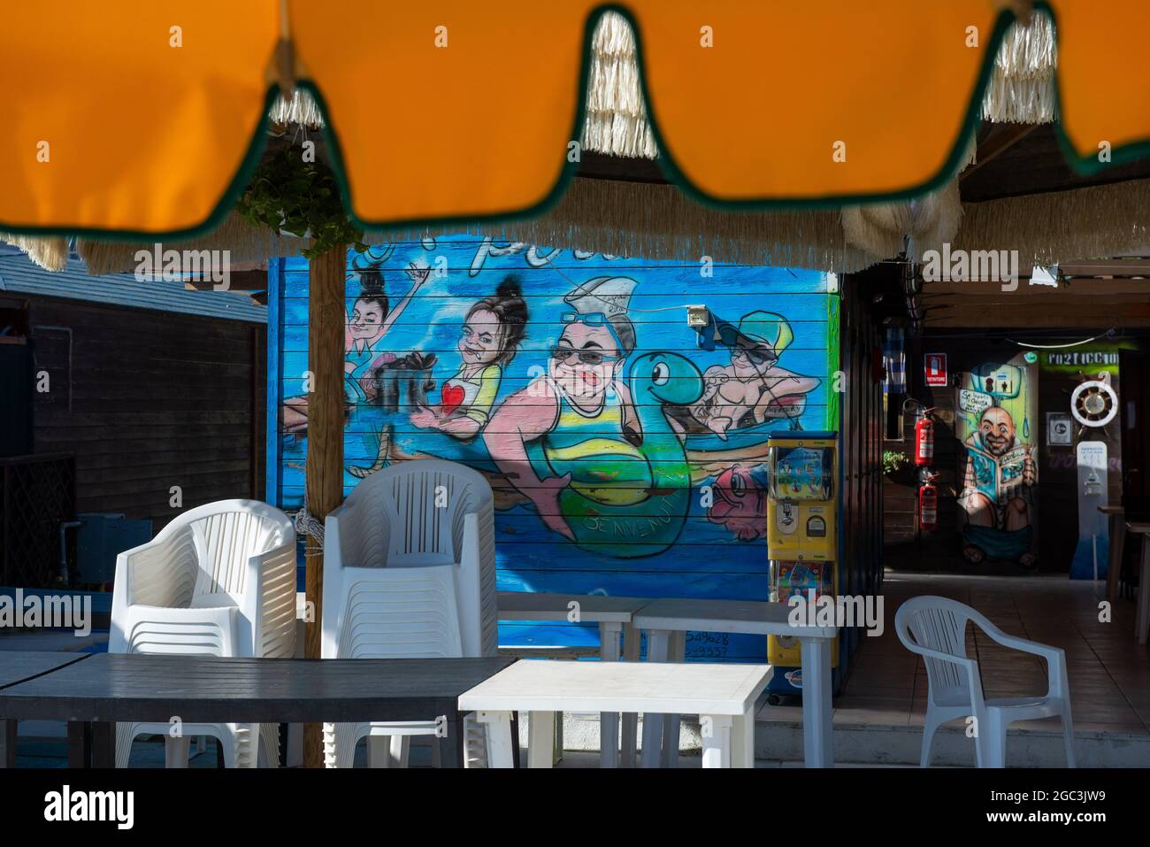 Ancona, Italy 09/07/2021: beach resort, waterfront of Palombina ...