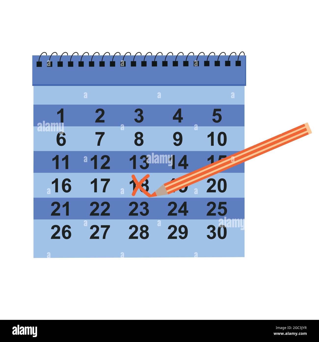 Calendar with marker and pencil. Vector graphic Stock Vector Image ...