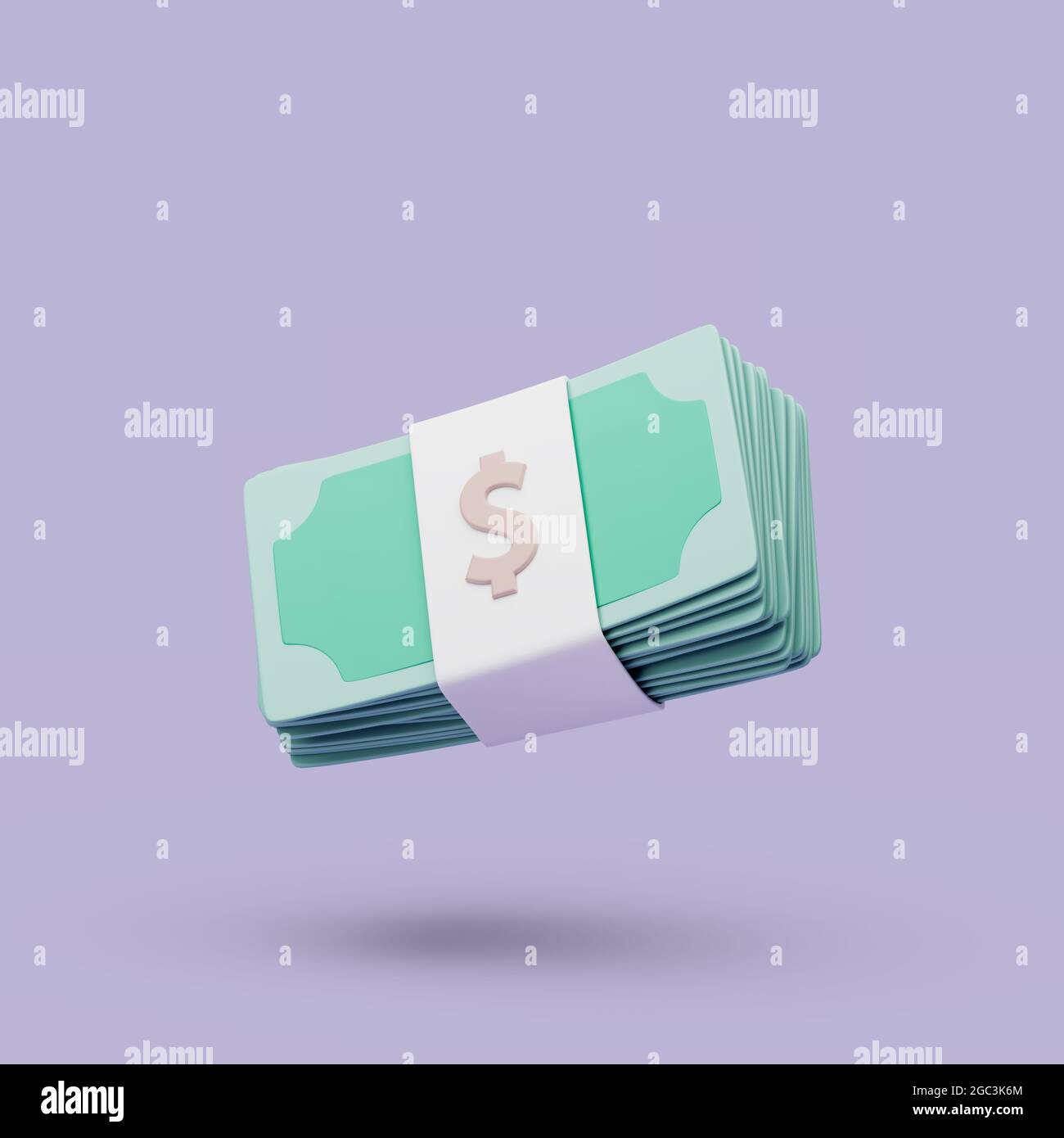 Bundles cash on purple background. Money-saving, cashless. Simple 3d ...