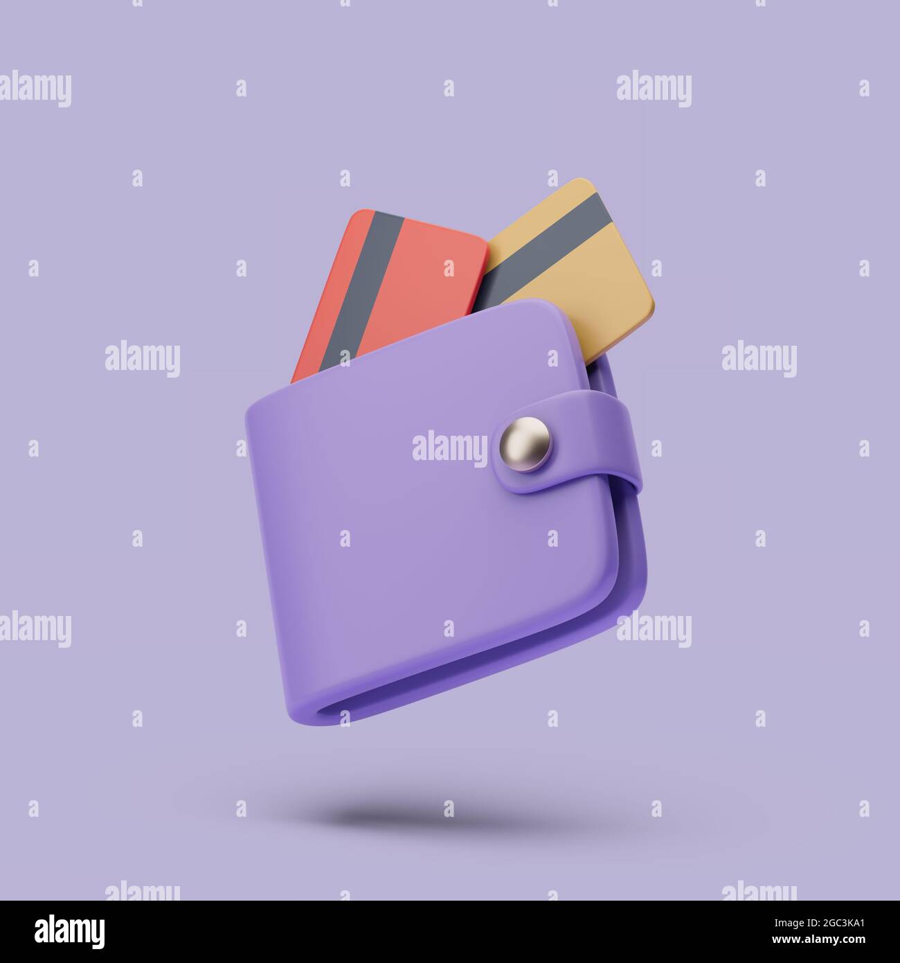 Wallet with credit carts icon. 3d simple render illustration on pastel ...