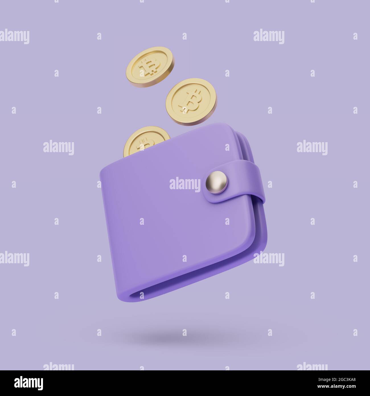 Wallet with coins icon. 3d simple render illustration on pastel ...