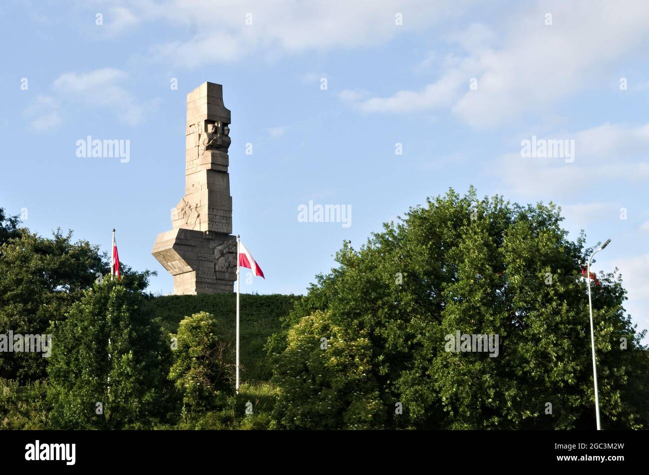 Westerplatte monument in Gdansk, view from the river Stock Photo - Alamy