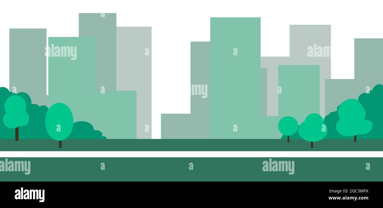 Abstract 2d cartoon business background with city and skyscrapers Stock ...