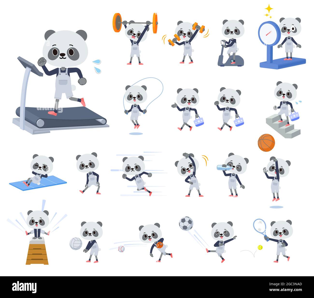 A set of Panda boy on exercise and sports.It's vector art so it's easy ...