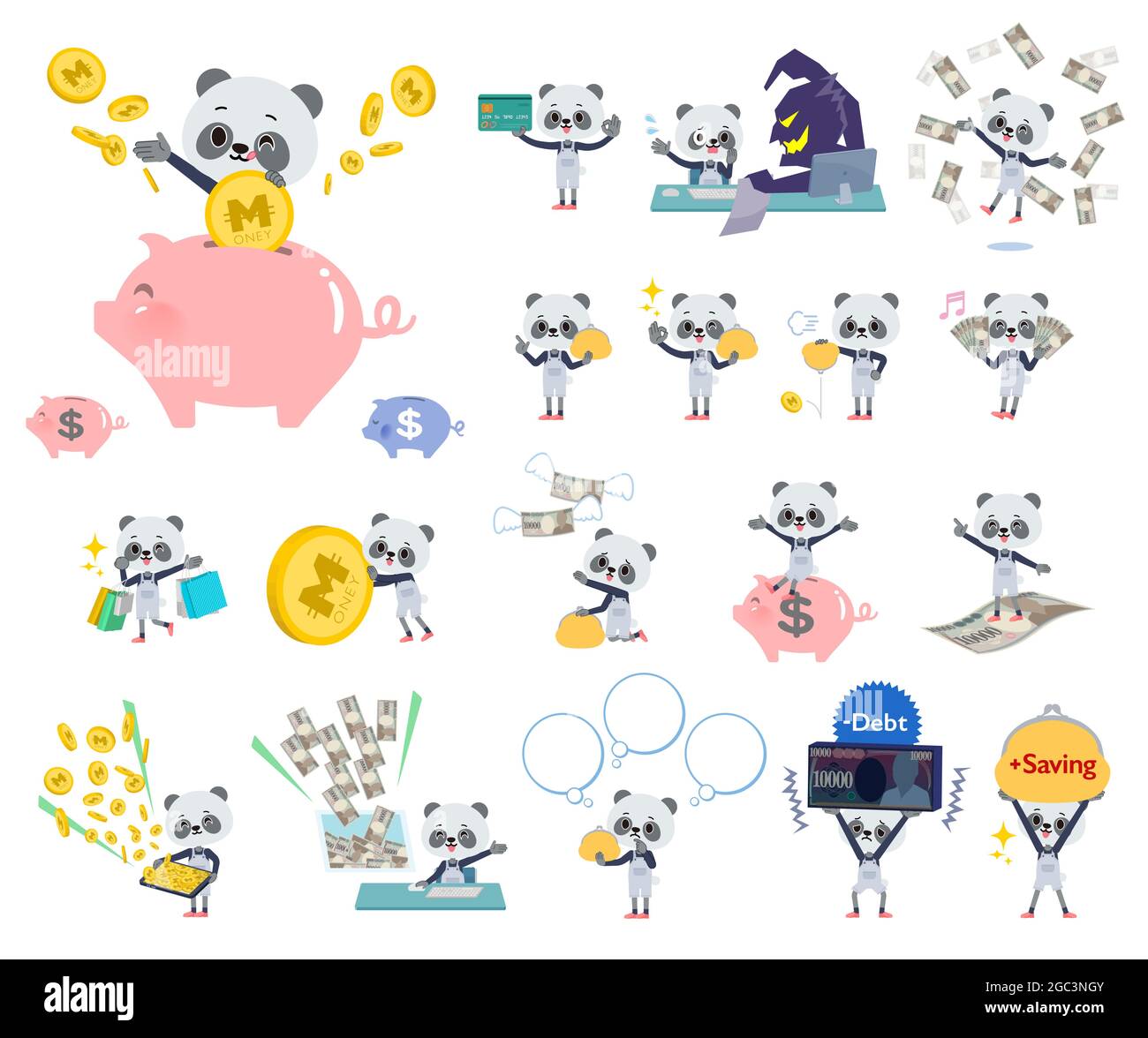 A set of Panda boy with concerning money and economy.It's vector art so ...