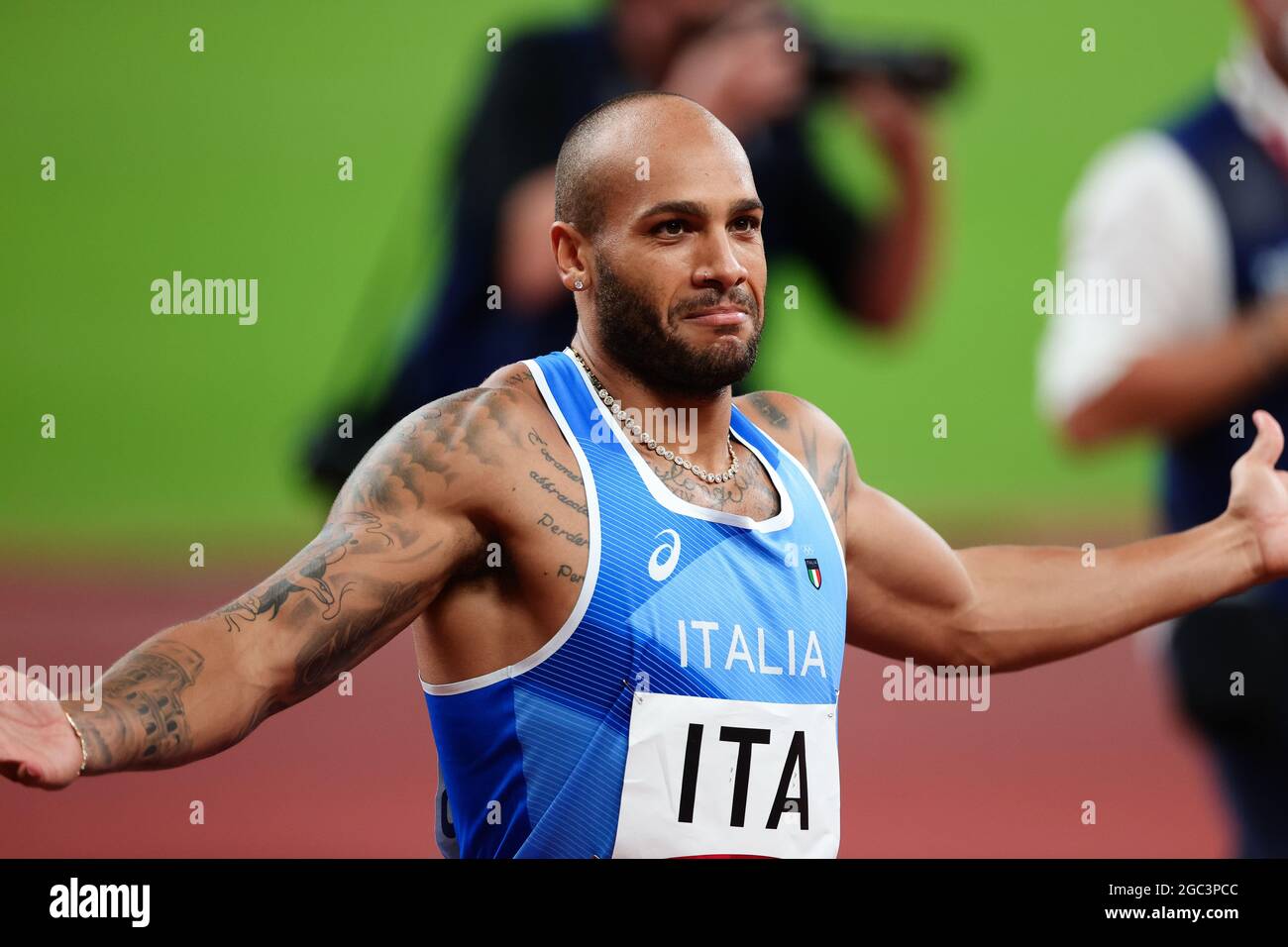 Tokyo, Japan, 6 August, 2021. Lamont Marcell Jacobs of Team Italy ...