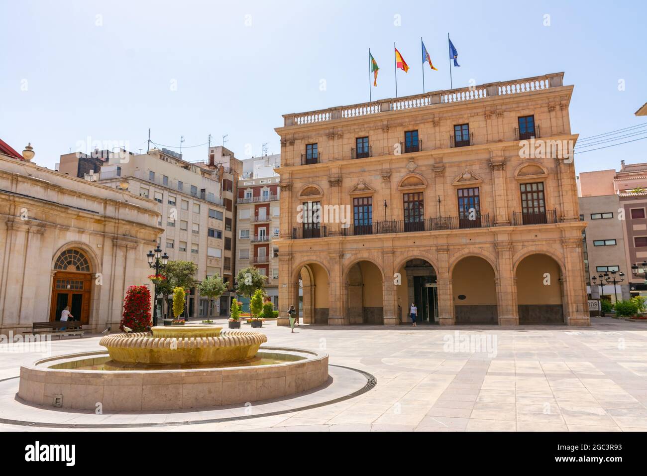 Castellon, Spain. June 14, 2021 - Principal facade of the town hall ...