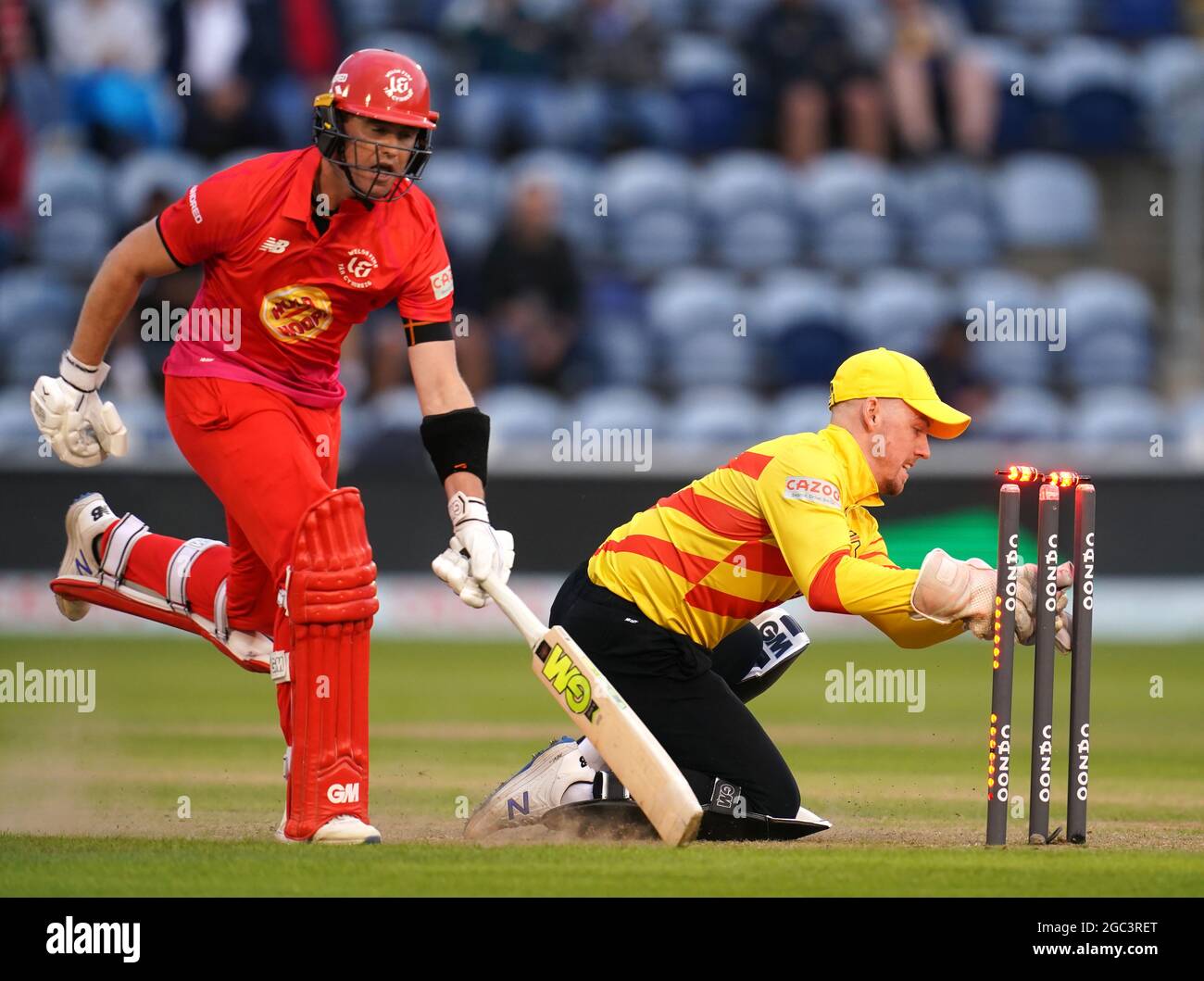 Welsh Fire's Ian Cockbain survives a run out during The Hundred match ...