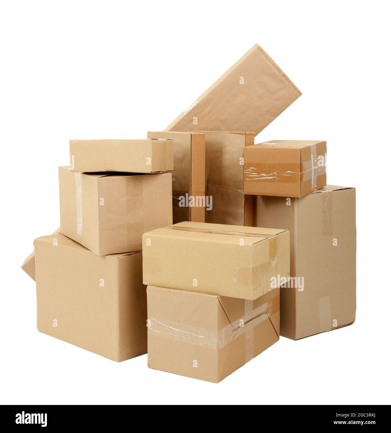 Different cardboard boxes isolated on white Stock Photo - Alamy