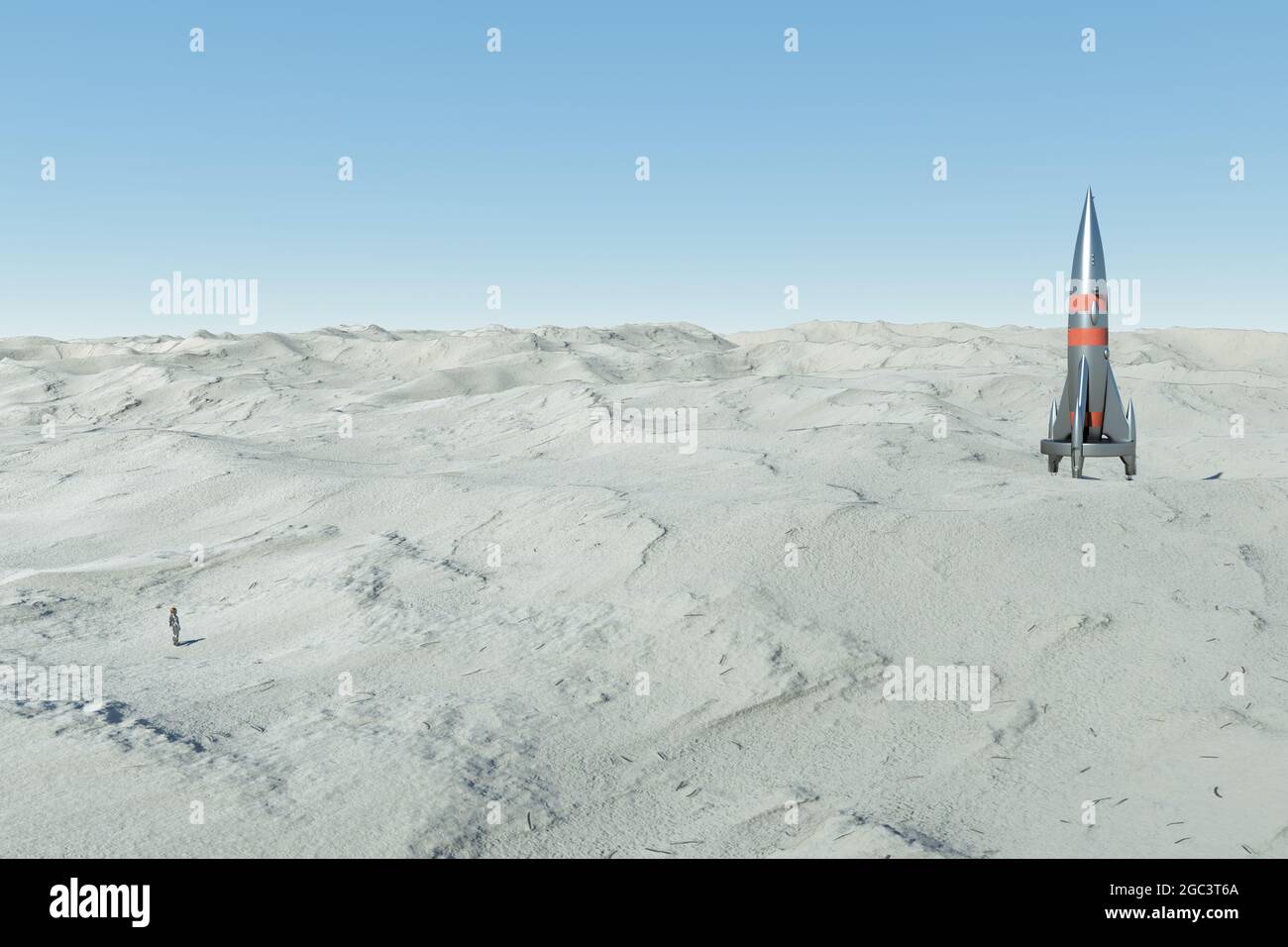 Rocket landed on the sand Stock Photo - Alamy