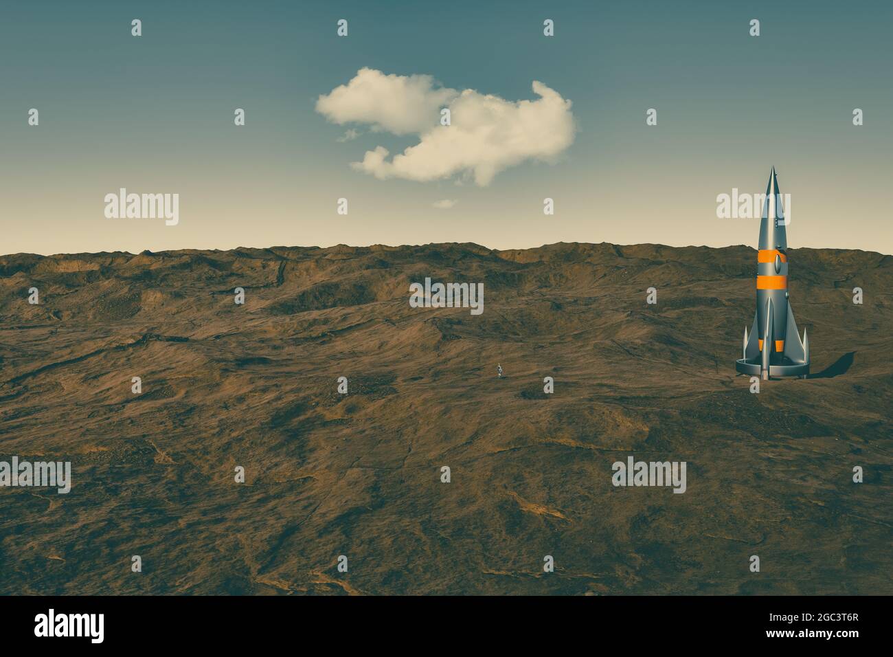 Rocket landed on the sand Stock Photo - Alamy