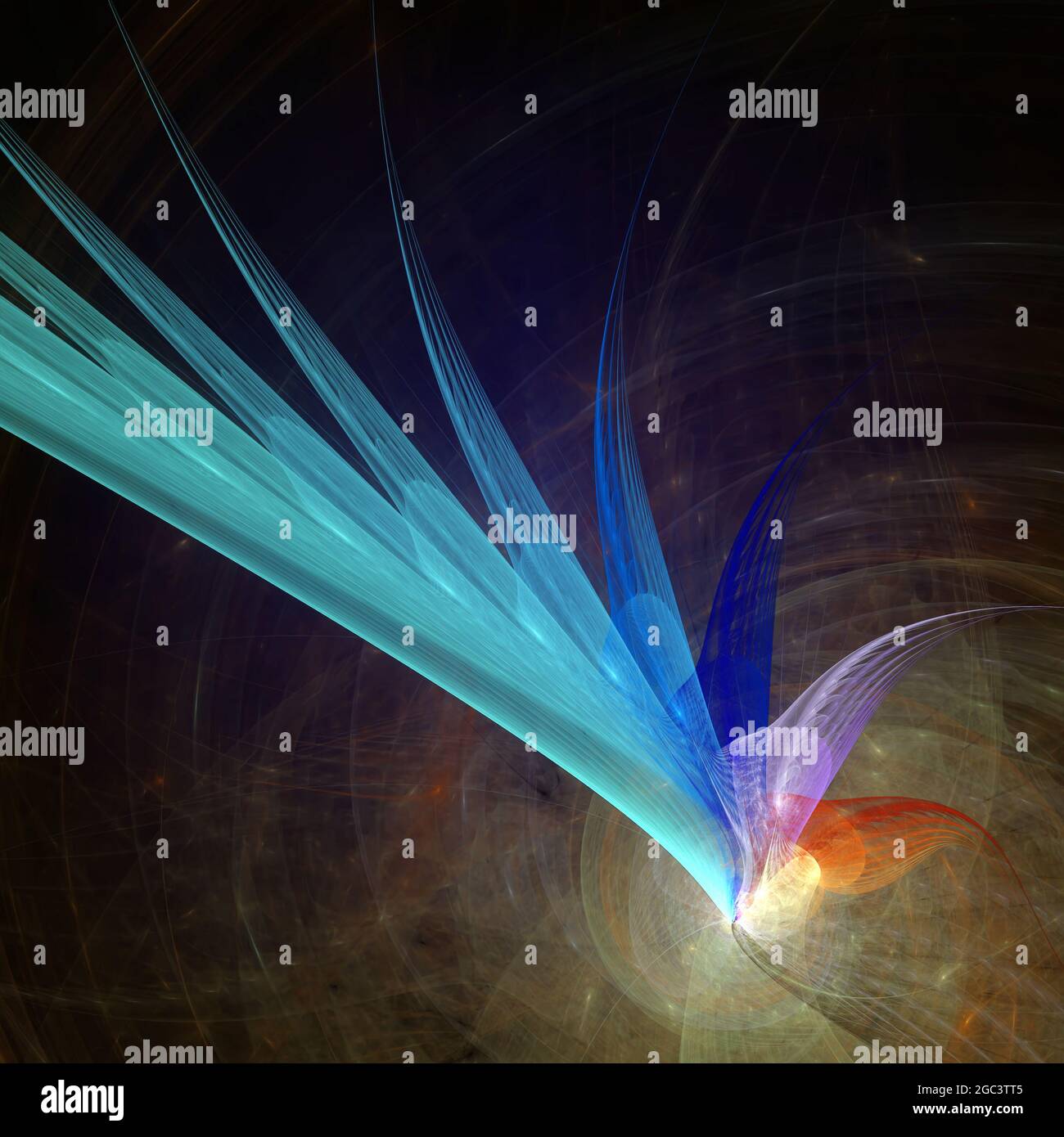 Abstract digital illustration of colorful and vivid light waves for ...