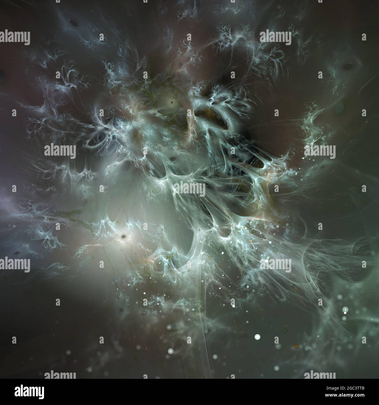 Abstract digital illustration of a nebula against a black background ...