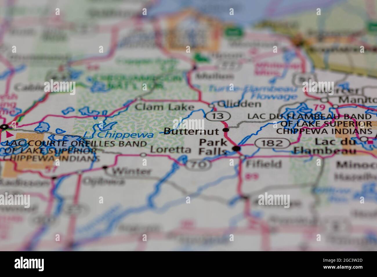 Butternut Wisconsin USA shown on a road map or Geography map Stock ...