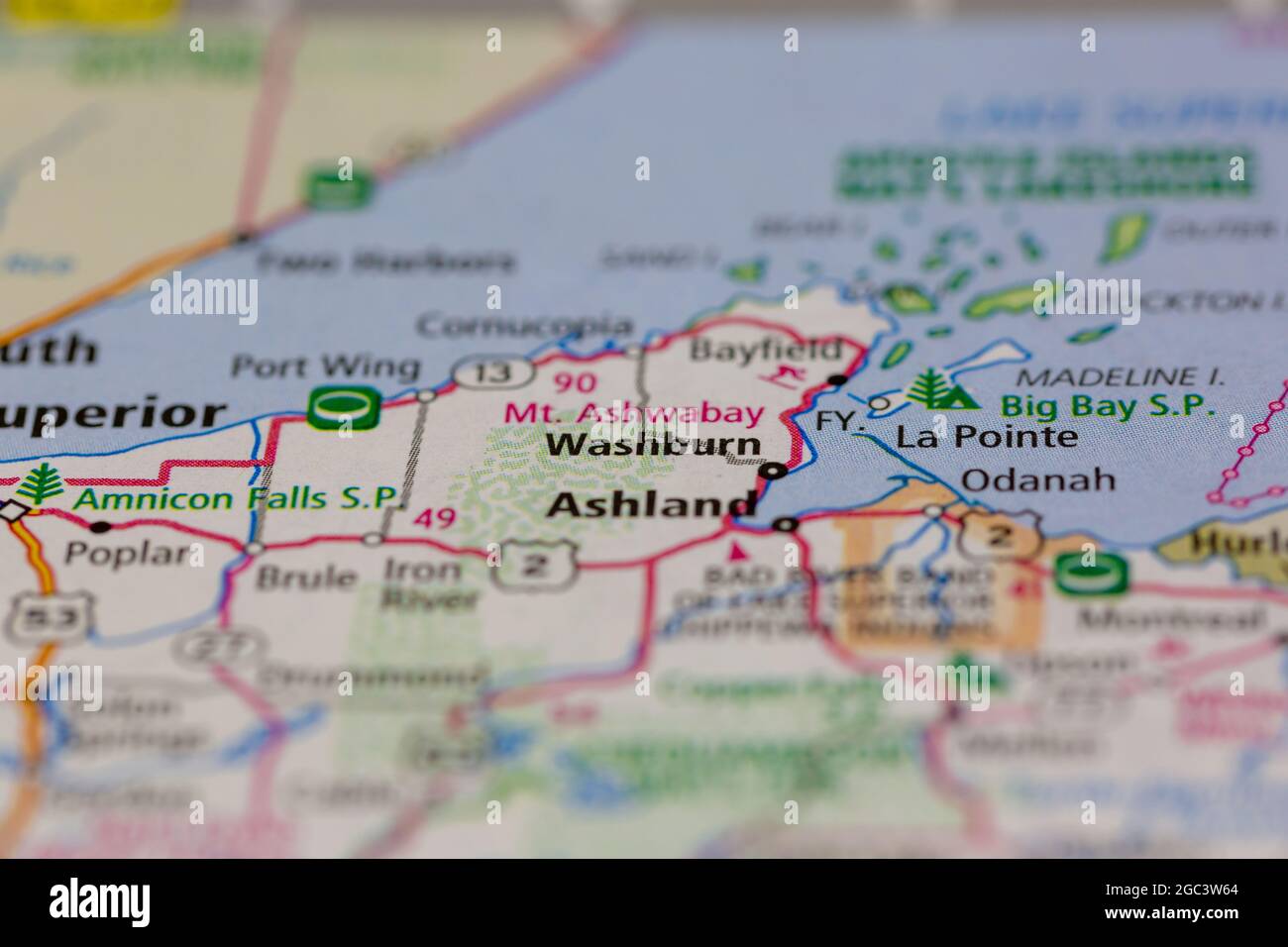 Washburn wisconsin on a map hi-res stock photography and images - Alamy