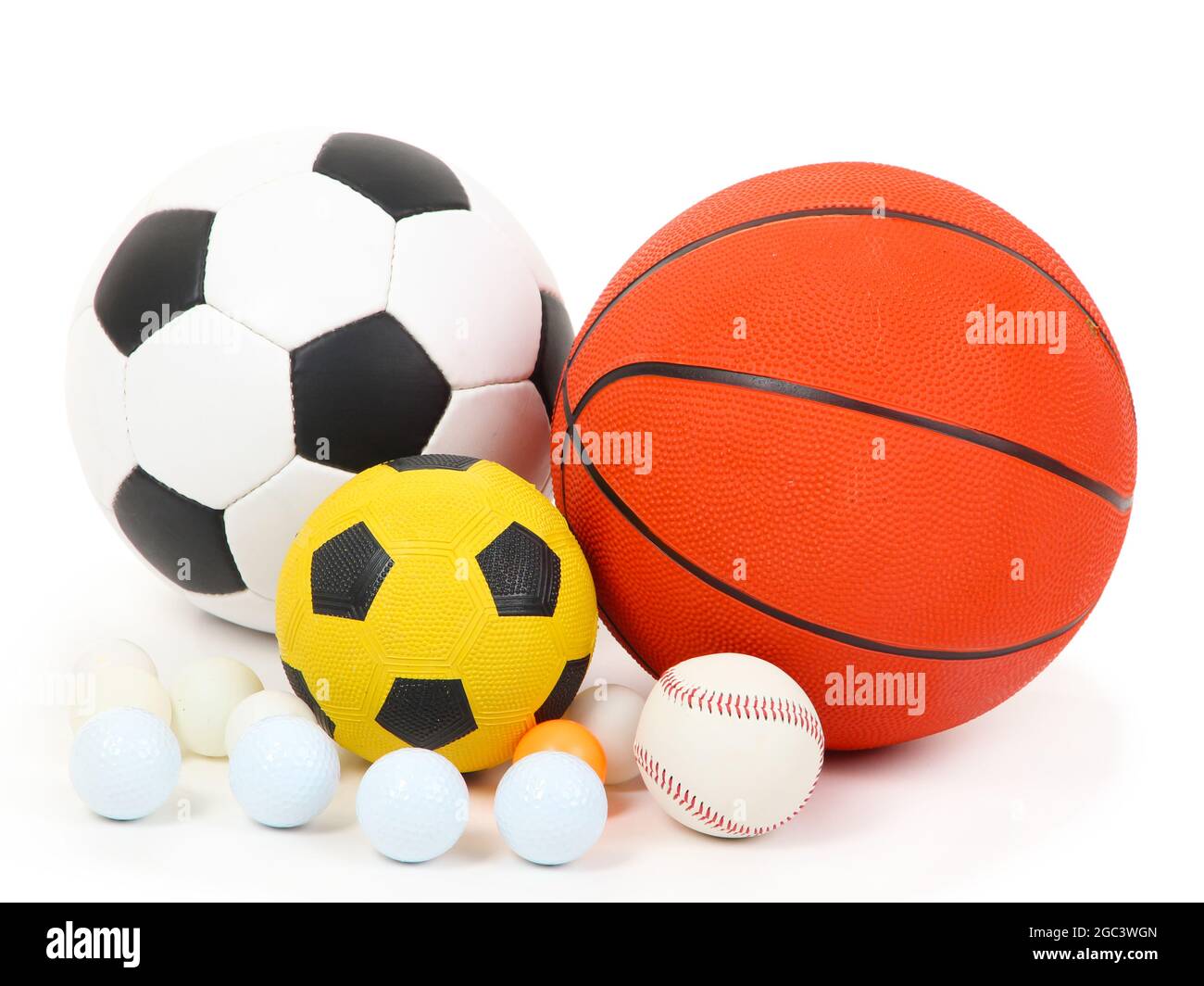 Different balls, isolated on white Stock Photo - Alamy