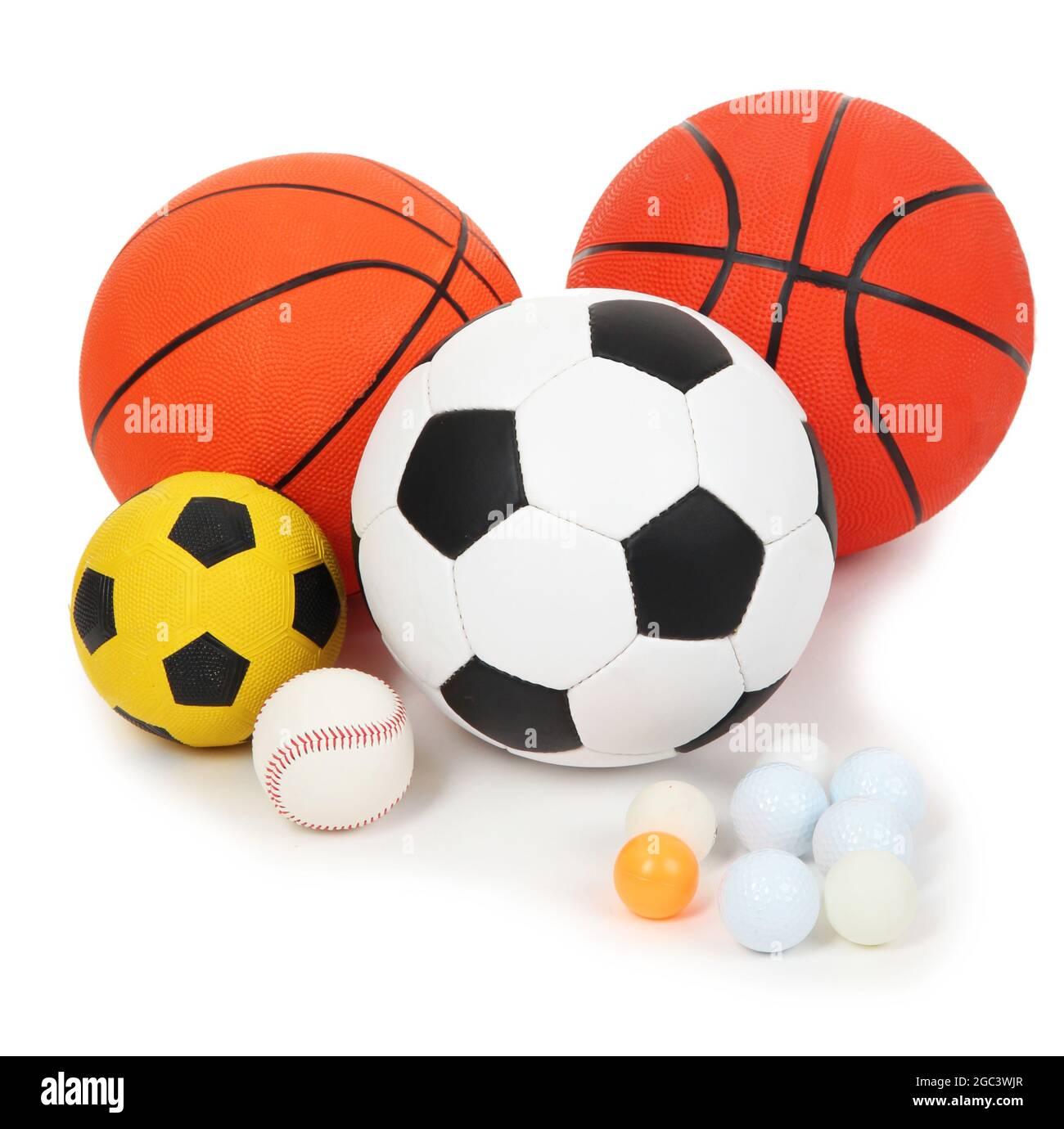 Different balls, isolated on white Stock Photo - Alamy